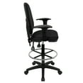 Flash Furniture Mid-Back Black Fabric Multifunction Ergonomic Drafting Chair with Adjustable ...
