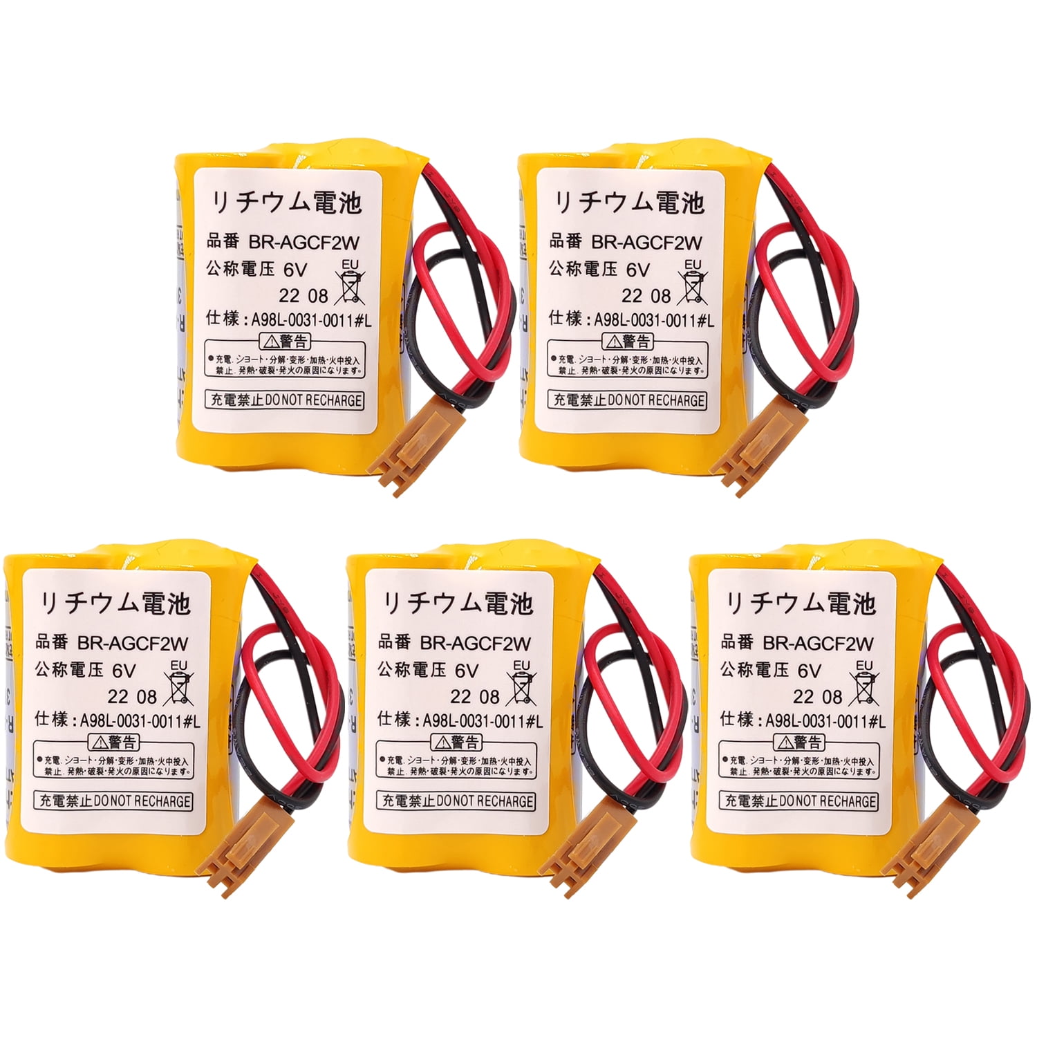 5Pcs BR-AGCF2W/A98L-0031-0011 6V 2200mAh PLC Lithium Battery, Replacement Battery for FANUC ...