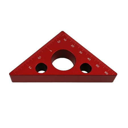 45 Degree Aluminum Alloy Angle Ruler Inch Metric Triangle Ruler Red ...