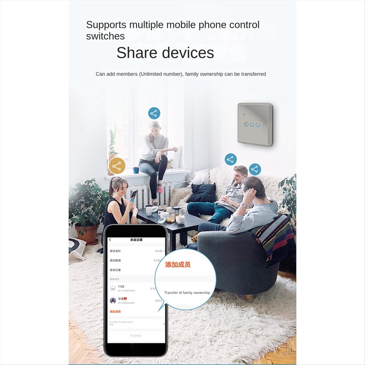 Tuya Wifi Smart Switch Luz TáCtil Switch Single Zero Fire LíNea ...
