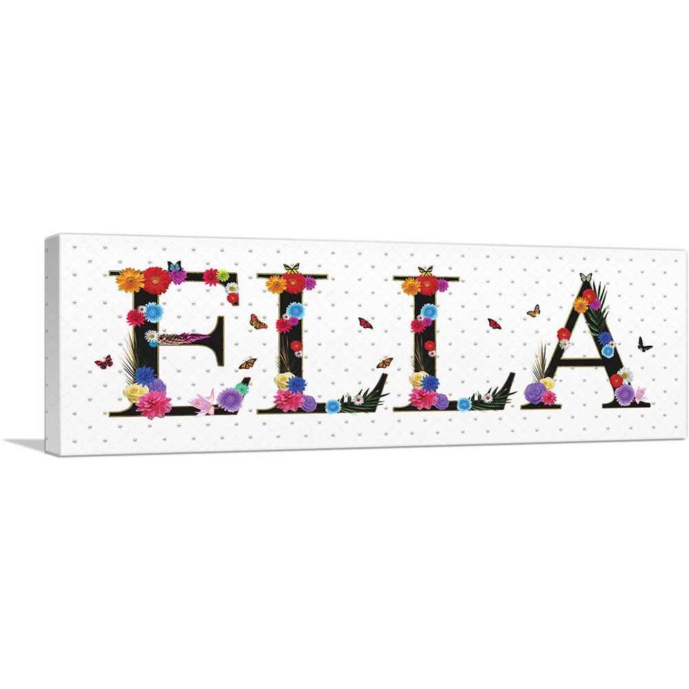 ARTCANVAS ELLA Girls Name Room Decor Canvas Art Print - Size: 36" x 12 ...