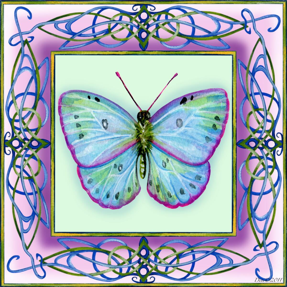 Tile Mural Kitchen Backsplash - Butterfly Square 3 - by Denise Freeman ...