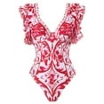 V-940 Red Women Triangle 2 Piece Tie Knot Maxi Long Tankini Sets Skorts ...