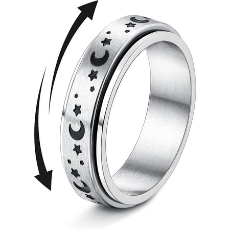 THUNARAZ Women Men's Spinner Fidget Ring for Anxiety Stainless Steel ...