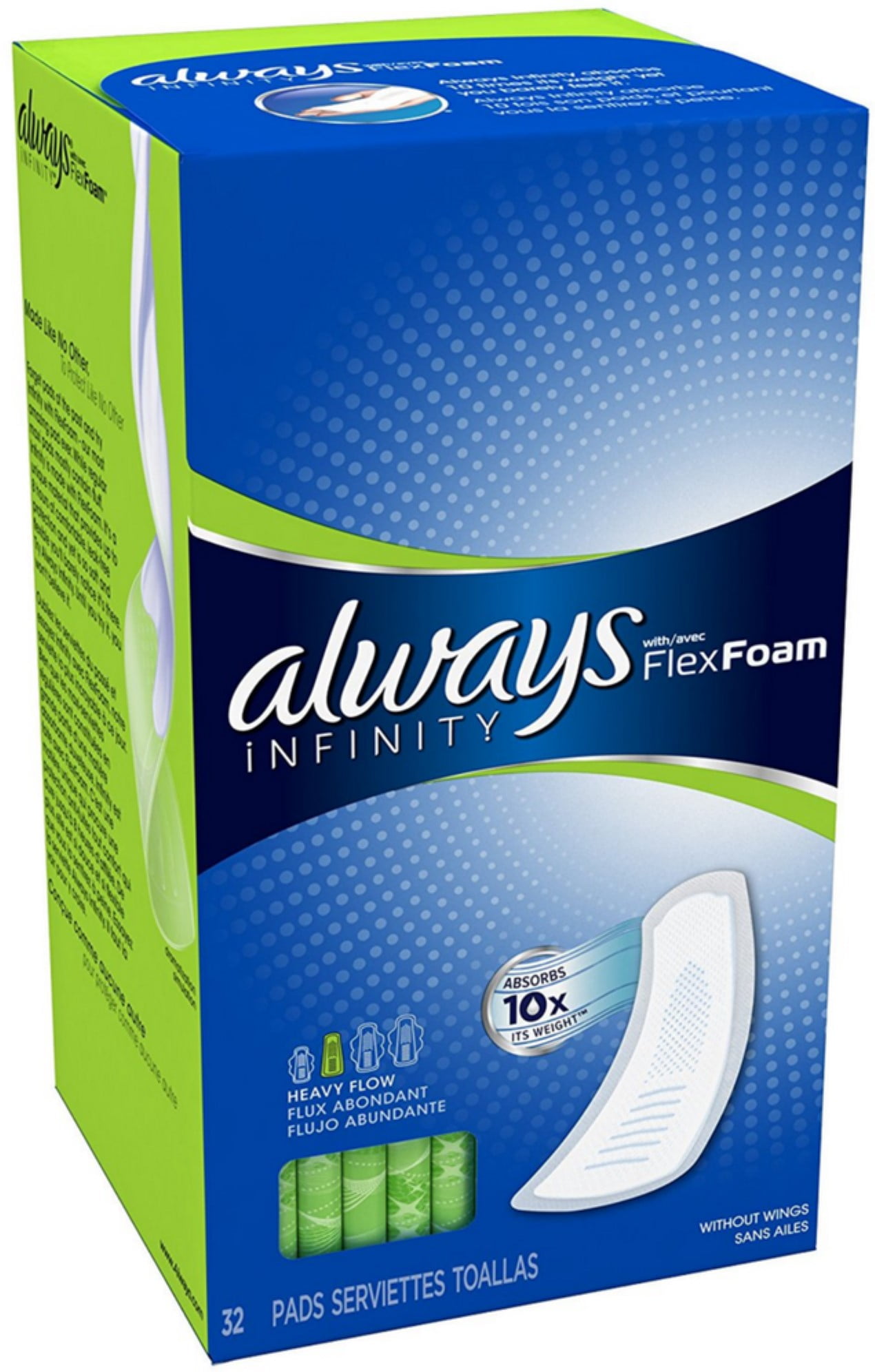 Always Infinity Heavy Flow Pads 32 ea (Pack of 3) - Walmart.com