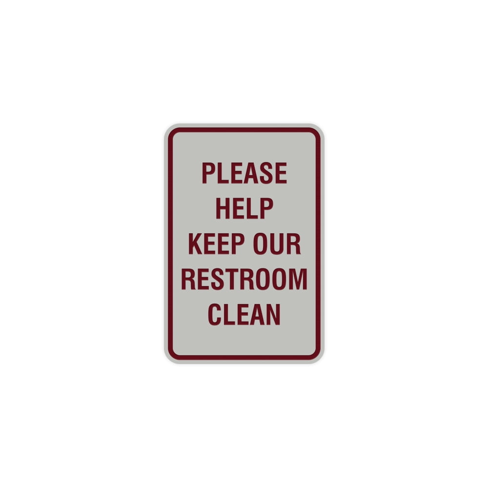 Portrait Round Please Help Keep Our Restroom Clean Sign (Light Grey ...