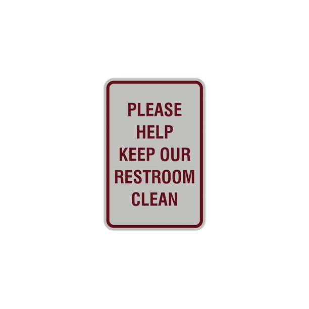 Portrait Round Please Help Keep Our Restroom Clean Sign (Light Grey ...