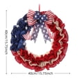 Patriotic Fabric Bow Wreath, 15.75 in Red White Blue Nylon Front Door ...