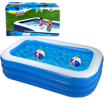 10Leccion Inflatable Kids Pool, Blue Swimming Pool for Toddler, Round ...