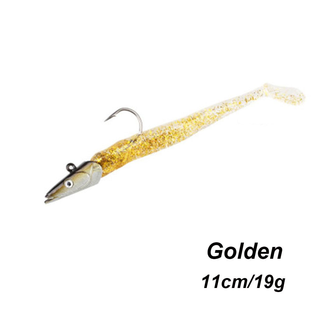 High Quaility Luminous Silicone 10g 19g 34g Fish Eel Lure Worm Barbed ...
