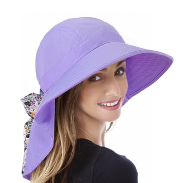 sun blocker women large brim uv sun protection fishing hat neck flap ...