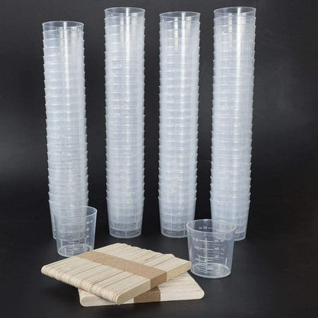100 Pack Plastic Graduated Cups Transparent Scale Cups-2 OZ（60ML ...