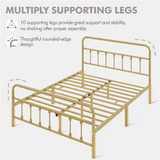 Alden Design Full Size Metal Platform Bed Frame with High Headboard ...