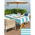 Cyan Stripes Rectangle Outdoor Tablecloth with Umbrella Hole Modern ...