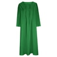 Smihono Womens Plus Size Cotton Linen Long Dresses Solid Fashion