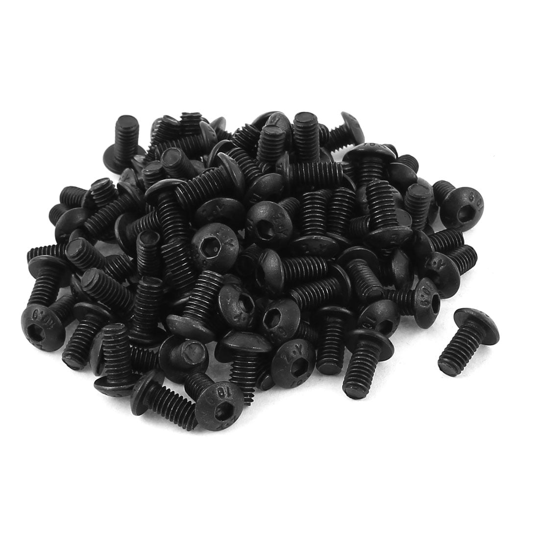 Uxcell 100Pcs Black M4 x 8mm Alloy Steel Hex Socket Button Head Machine ...