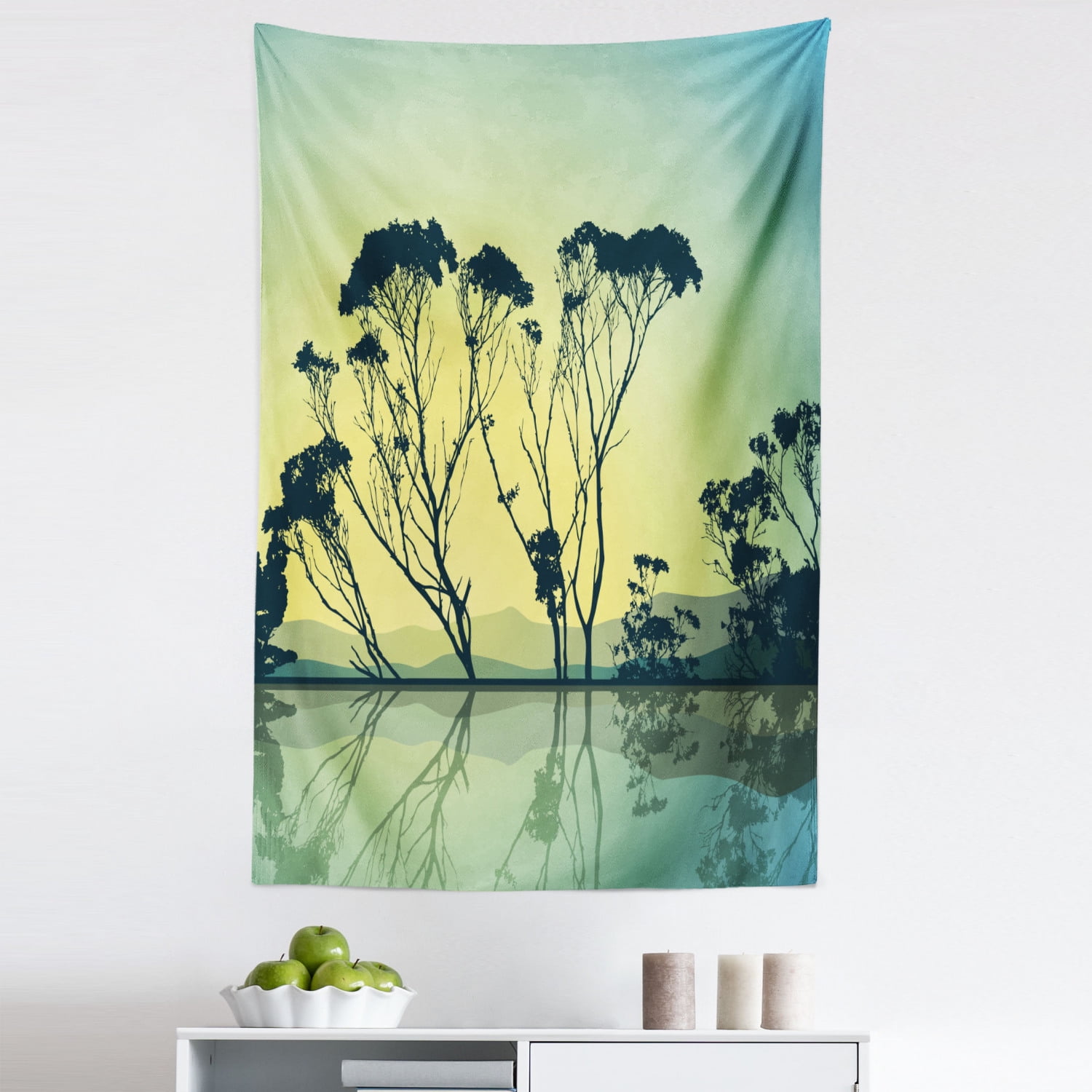 Country Tapestry, Tree Silhouettes with Reflections on the Water Scenic ...