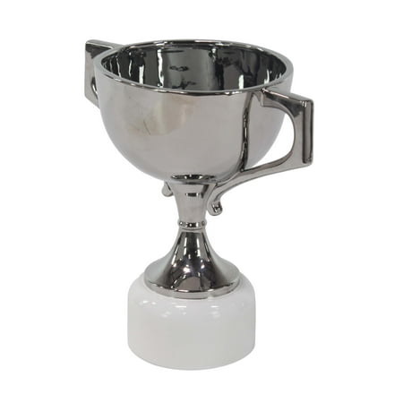 Decmode 18 X 12 Inch Modern Silver-Finished Ceramic Trophy Urn, Silver ...