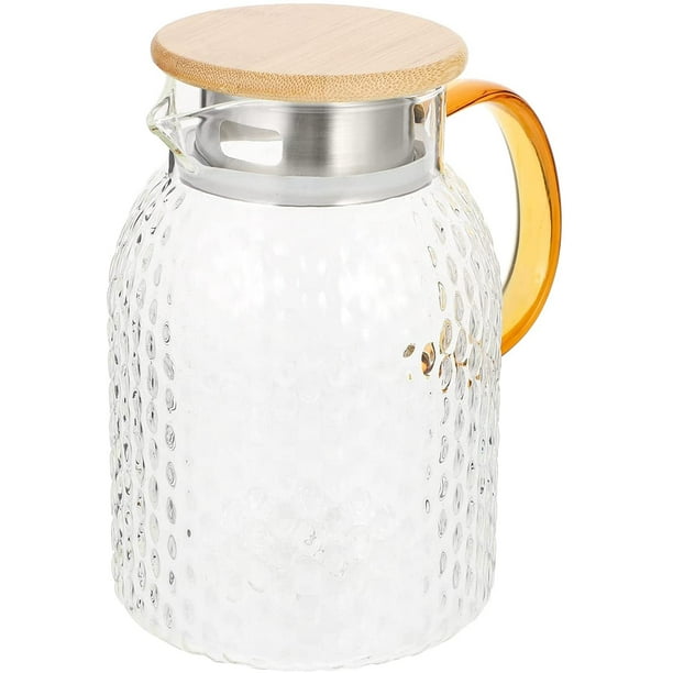 Glass Pitcher Water Pitcher with Lid and Handle Hot Cold Water Carafe ...