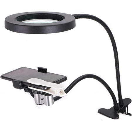 Hongchun 10X Dual Stand Desktop Magnifier with 72 LED Glass Lens,Hands ...