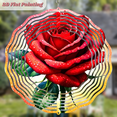 2D flat, a iron wind chime, beautiful red rose. Hanging Ornaments. It ...