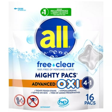 all Mighty Pacs Laundry Detergent, 4 in 1 Stainlifters, Fresh Scented ...