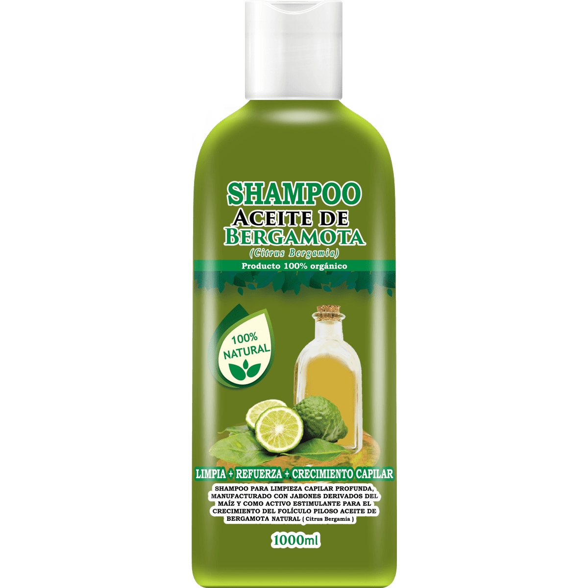 Shampoo VivoNatural con Aceite de Bergamota 1 litro Cabello/Barba ...