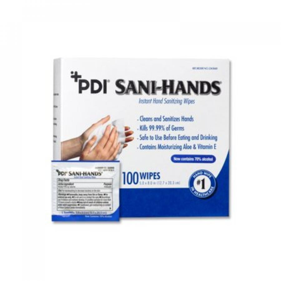 Sani-Hands Sanitizing Hand Wipe, Ethyl Alcohol, 5-5/16 Inches x 8 ...