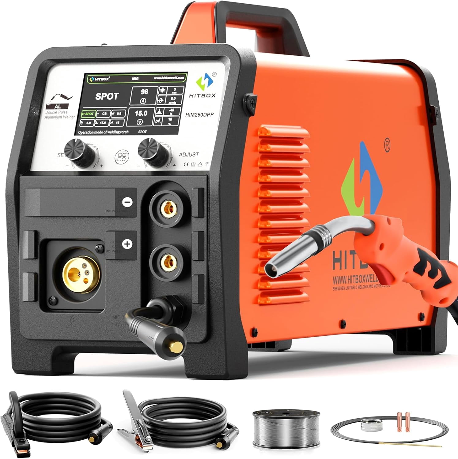 HITBOX 8-in-1 200A Dual Pulse Aluminum MIG Welder, 110V/220V Multi ...