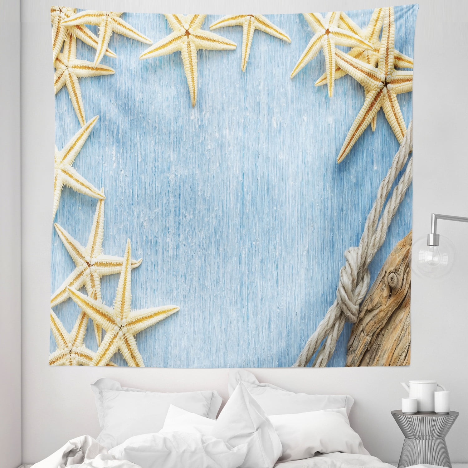 Vintage Tapestry, Seashells Maritime Beach Theme Shellfish Wooden Board ...
