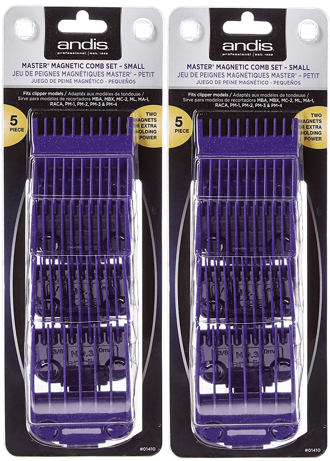 Andis 01410 Master Dual Magnet Small 5-Comb Set , Purple 2 Pack ...