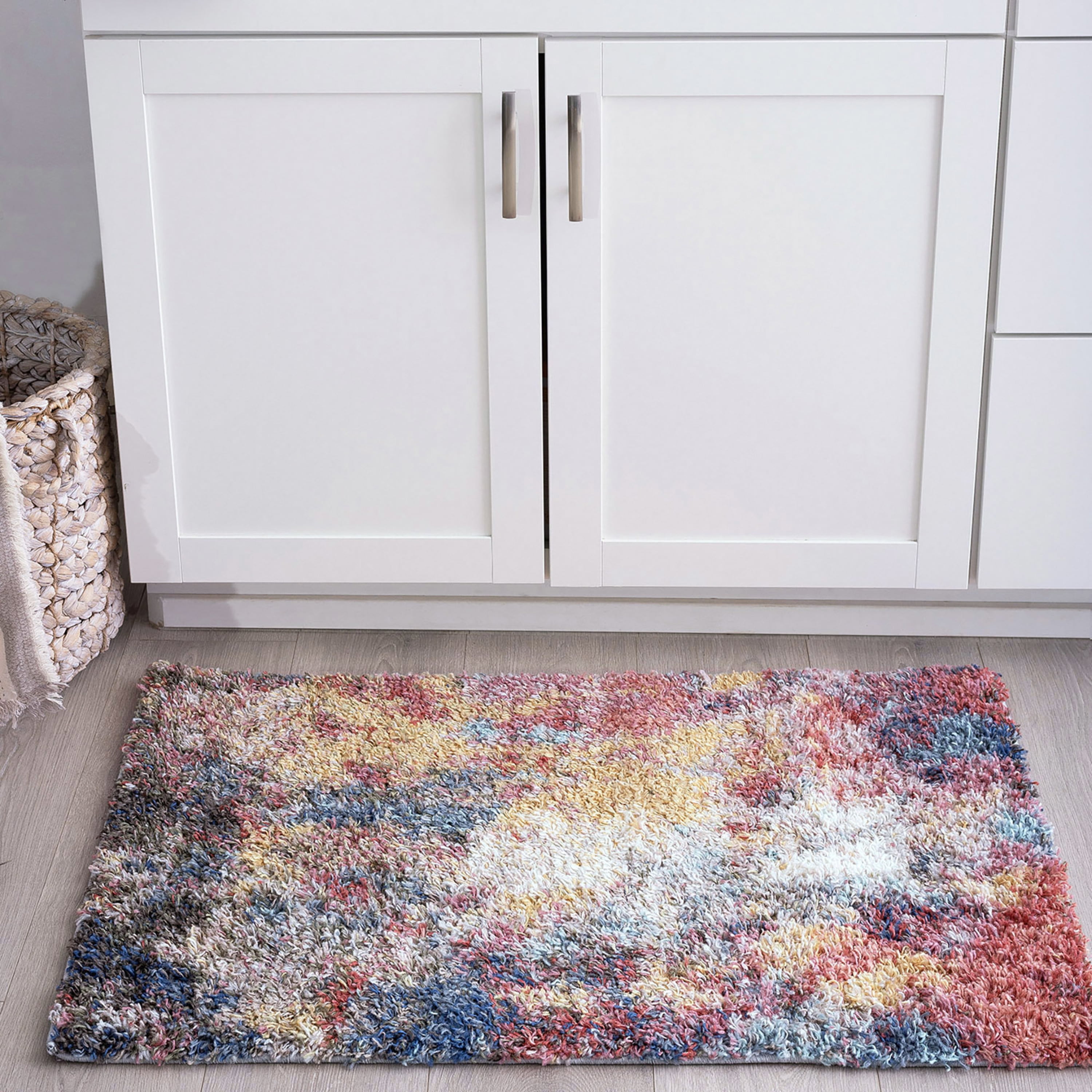 Shag 2x3 Area Rug Thick (2' x 2'11'') Abstract Multi-Color Indoor ...