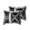 Hig 7 Piece King Bedding Set Black And Silver And Gold Faux Silk Fabric
