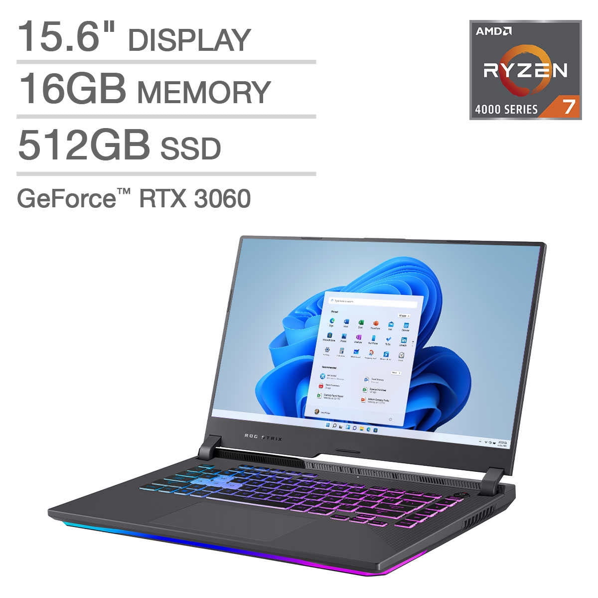 ASUS ROG Strix G15 Laptop: Ryzen 7 4800H, NVidia RTX 3060, 512GB SSD ...
