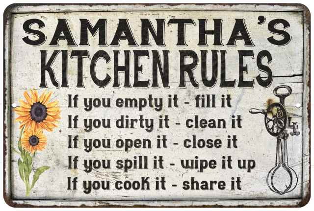 Samantha's Kitchen Rules Chic Sign Vintage Decor 8x12 Metal Sign ...