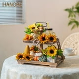 Hanobe Farmhouse Wood Table Stand, Rustic 2-Tier Serving Tray for ...