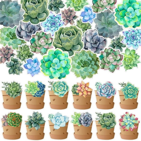 72 Pieces Potted Succulents Cut-Outs Watercolor Succulents Cutouts 12 ...