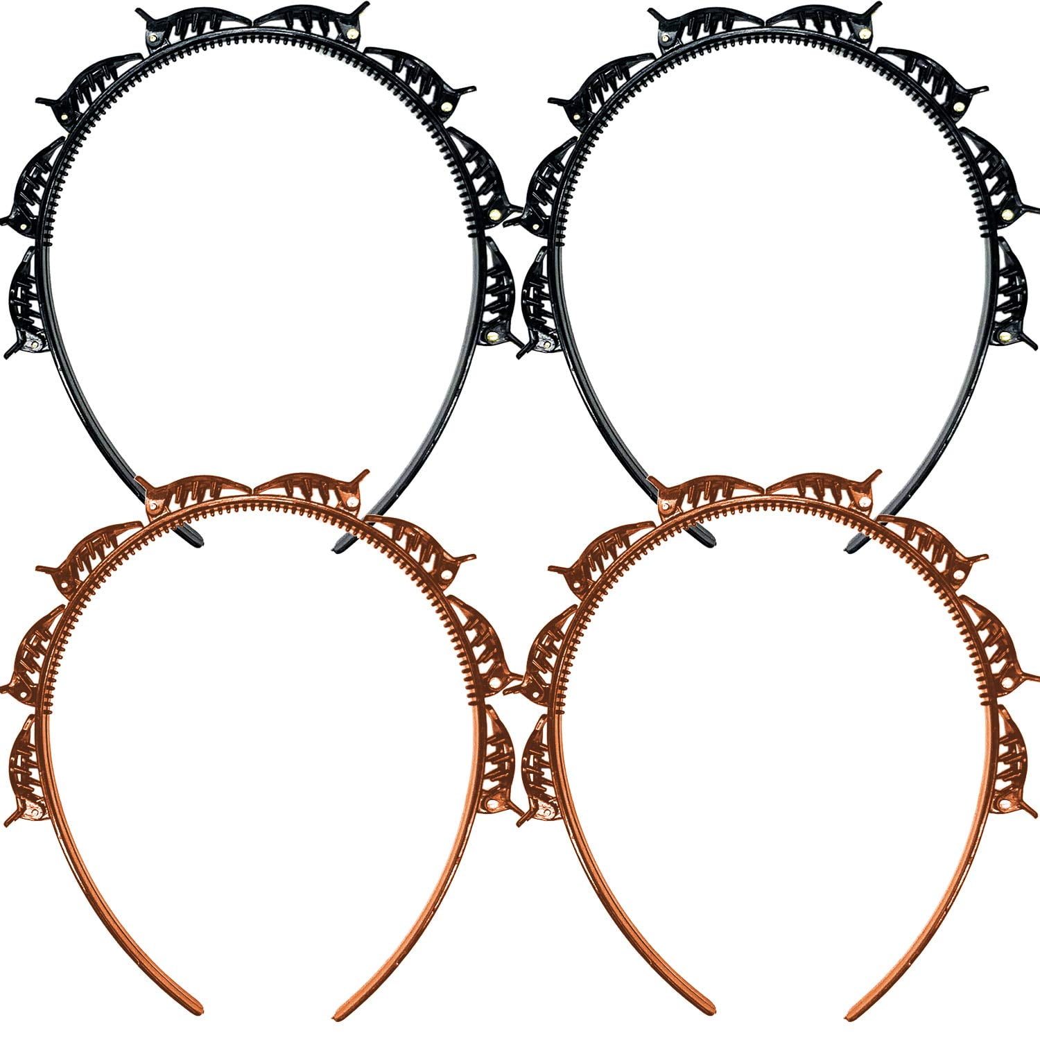 4 Packs Double Layer Twist Plait Headband Hair Tools- Double Bangs ...