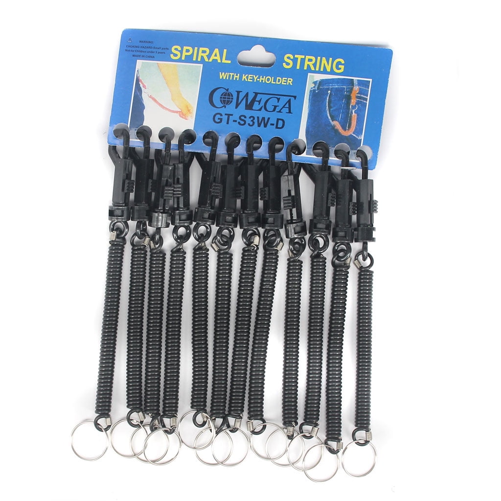 12pcs Spiral Key Chain Elastic Strap String Keyring Holder, Black - Walmart.com