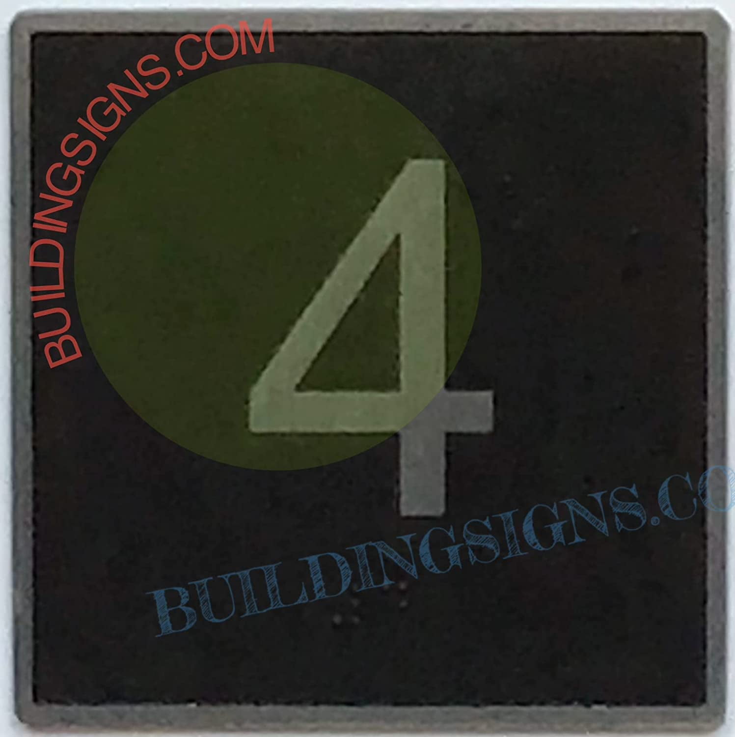 ELEVATOR FLOOR NUMBER 4 SIGN- ELEVATOR JAMB PLATE FLOOR 4 SIGN (BLACK ...