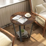 Sturdy 2-Tier Round Wooden Side Table for Living Room, Bedroom Accent ...