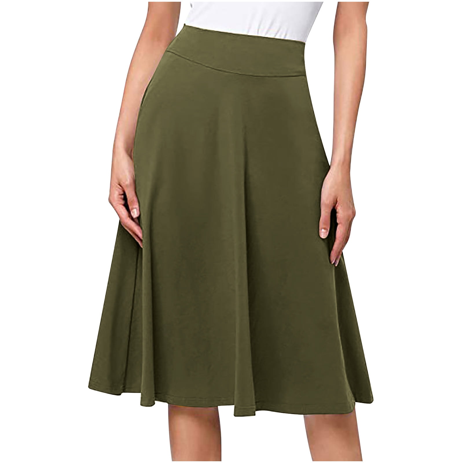 Click here for Faiwad Womens Knitted A-Line Skirt Basic Solid Col... prices