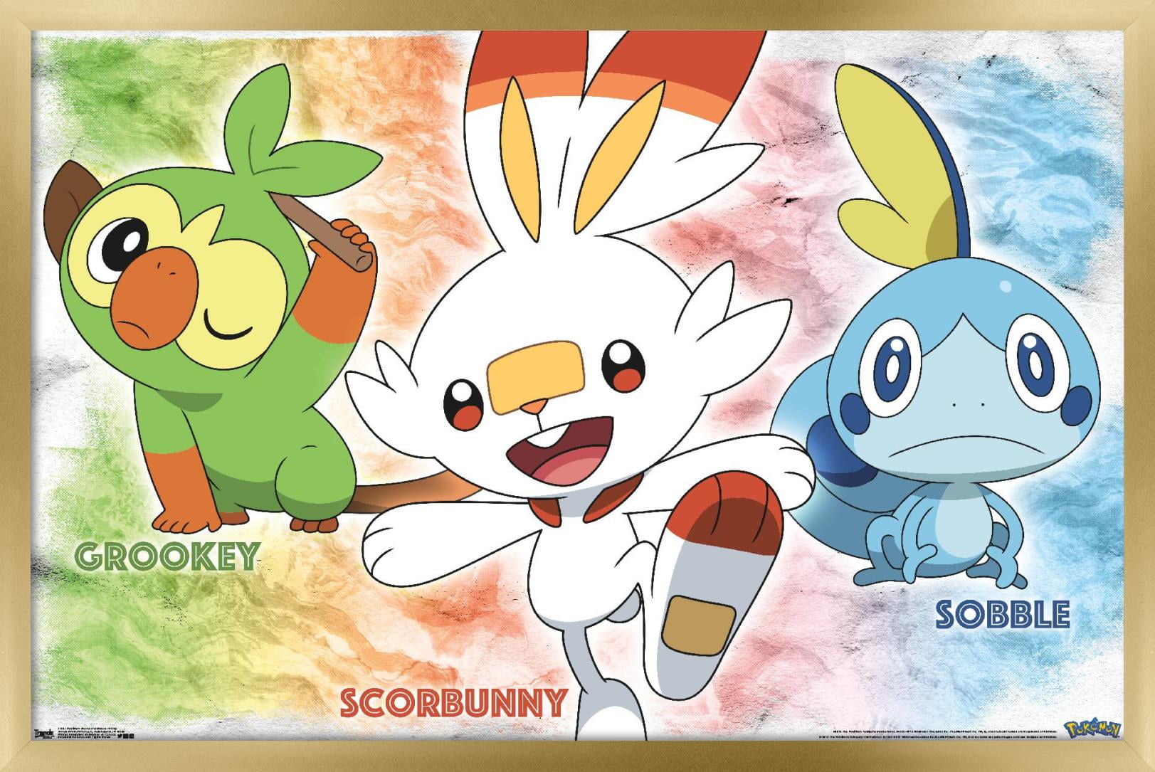 Pokémon: Sword and Shield - Group Wall Poster, 22.375" x 34", Framed ...