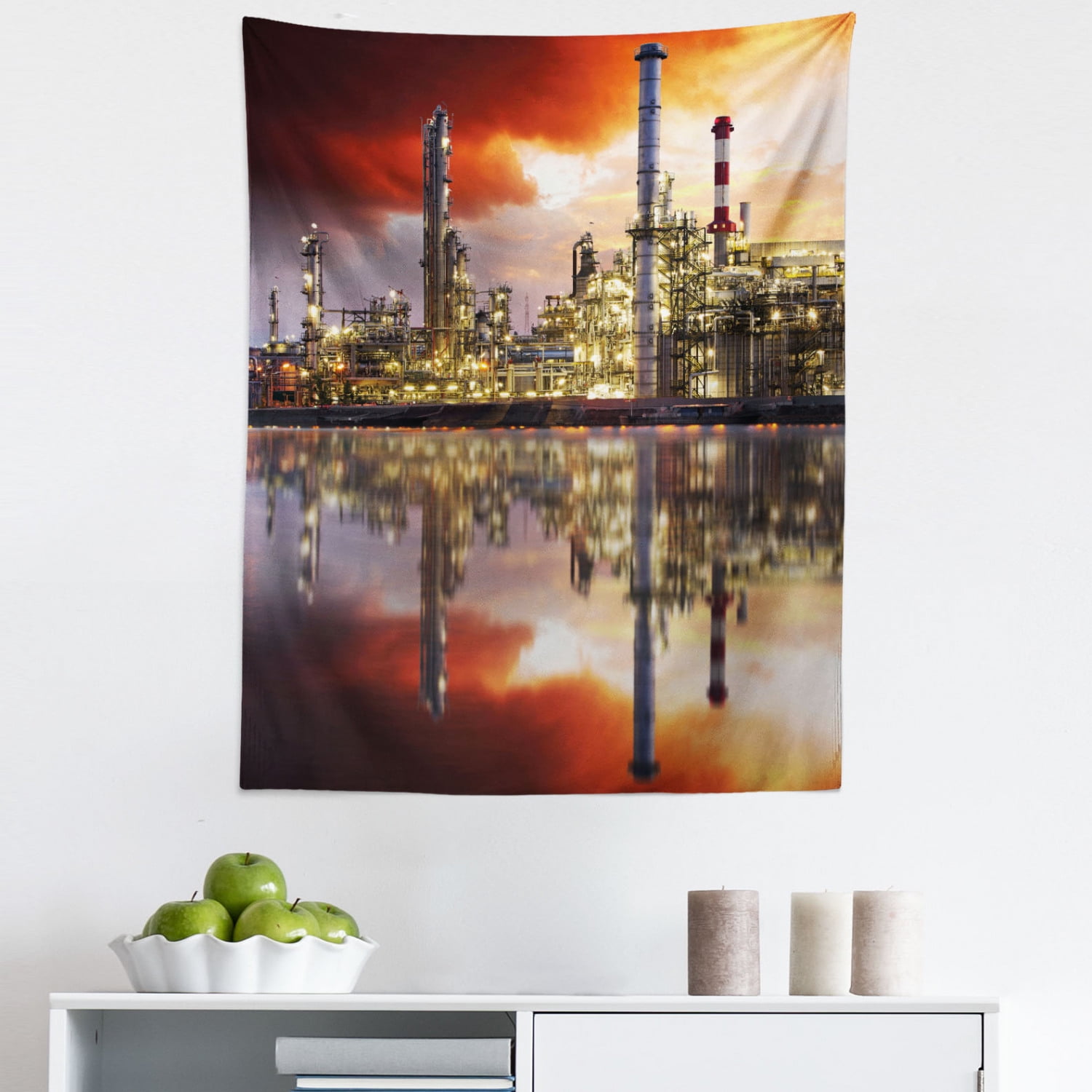 Industrial Tapestry, Oil Refinery Petrochemical Industry Water ...