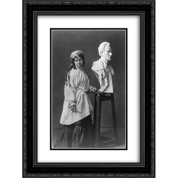 Vinnie Ream at work upon her Lincoln bust which rests upon the stand ...