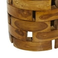 DecMode Brown Contemporary Round Stacked Brick Style Wood Accent Table ...
