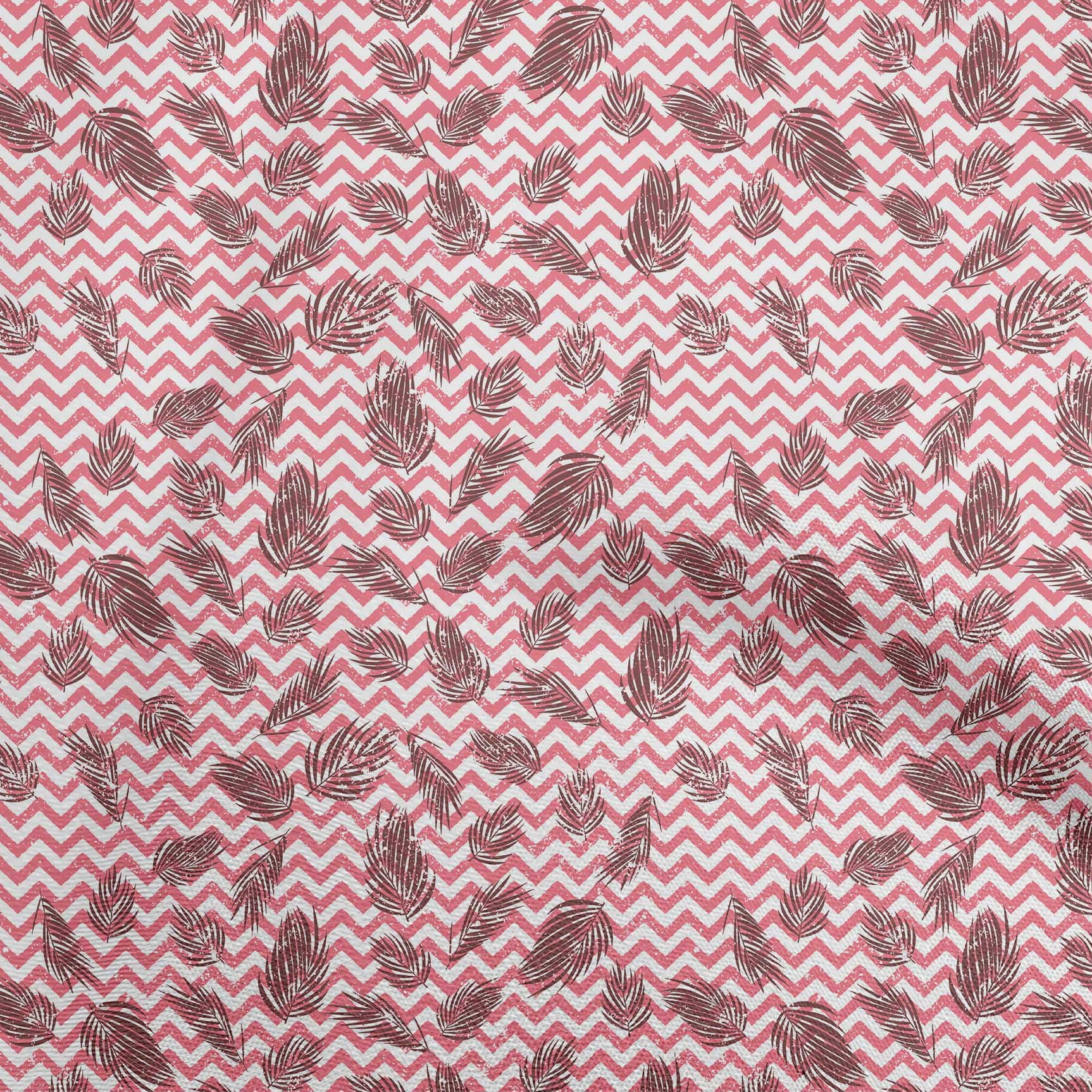 oneOone Cotton Silk Rose Pink Fabric Leaf With Chevron Sewing Material ...