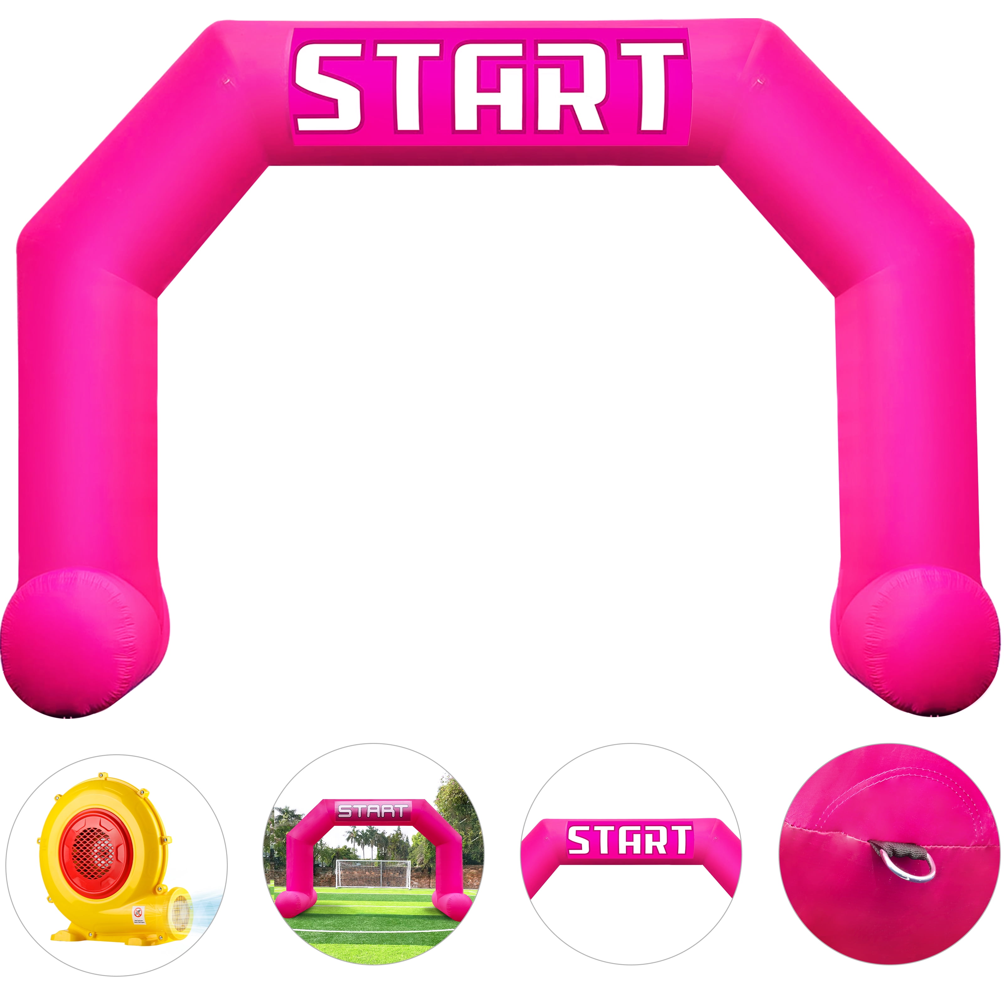 Sewinfla 20ft Inflatable Arch Pink with Start Finish Line Banners and ...