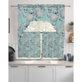 Coastal Blue Conch Kitchen Curtains Sets 24 Inch Length with Valance ...