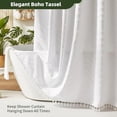 Boho Shower Curtain White Tassel Woven Fabric Shower Curtain 60 x 72 ...